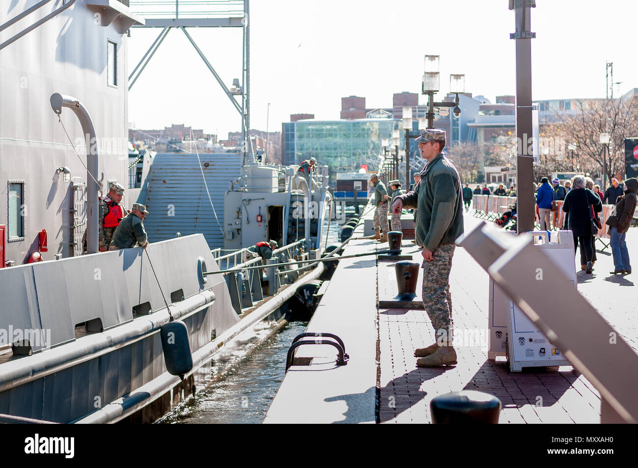 US Army Vessel Matamoros arriving at the inner harbor Baltimore MD on 9 ...