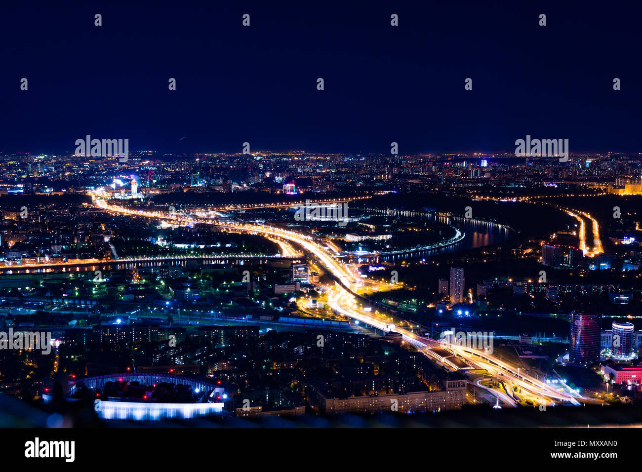 Aerial view cityscape at night Stock Photo - Alamy