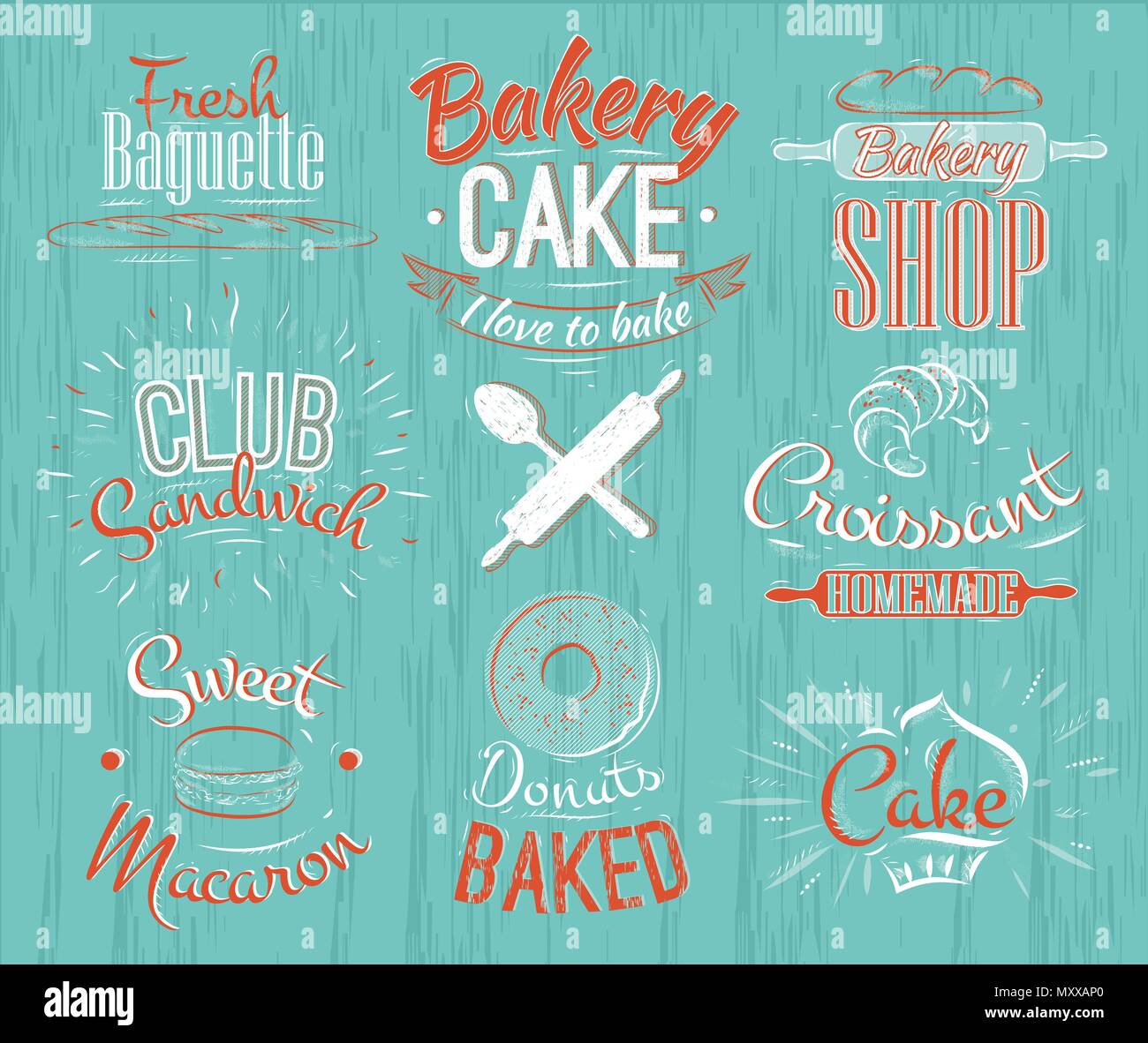 Retro bakery style label set hi-res stock photography and images - Alamy