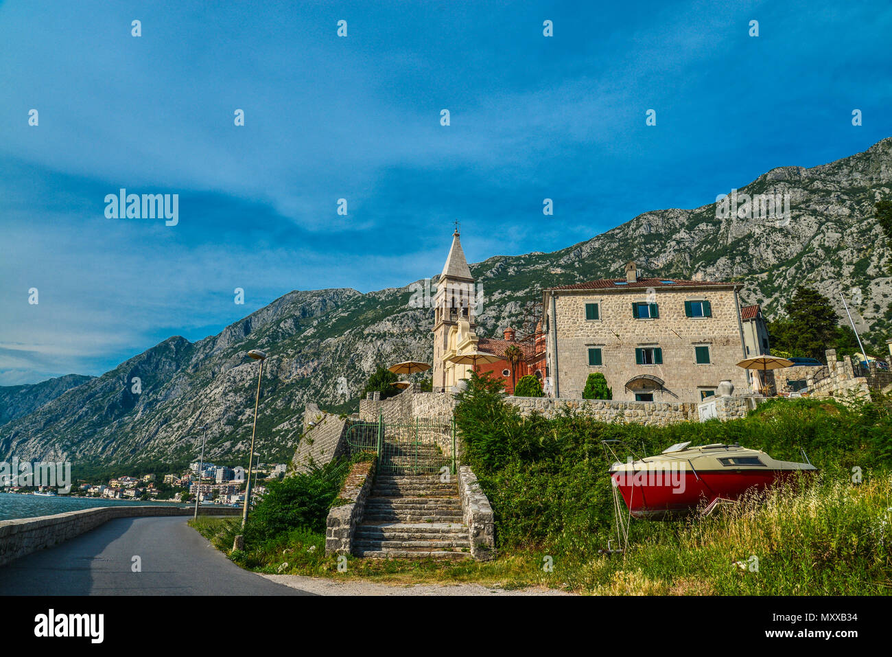 Coast village dobrota houses church hi-res stock photography and images ...