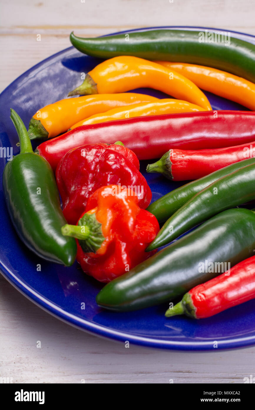 Colorful fresh hot Mexican chili peppers in assortment Stock Photo - Alamy