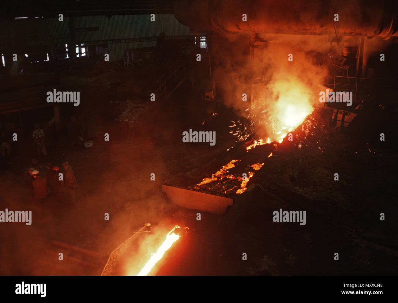 Manufacturing steel in Huta Katowiche steel works, Katowice, Silesia ...