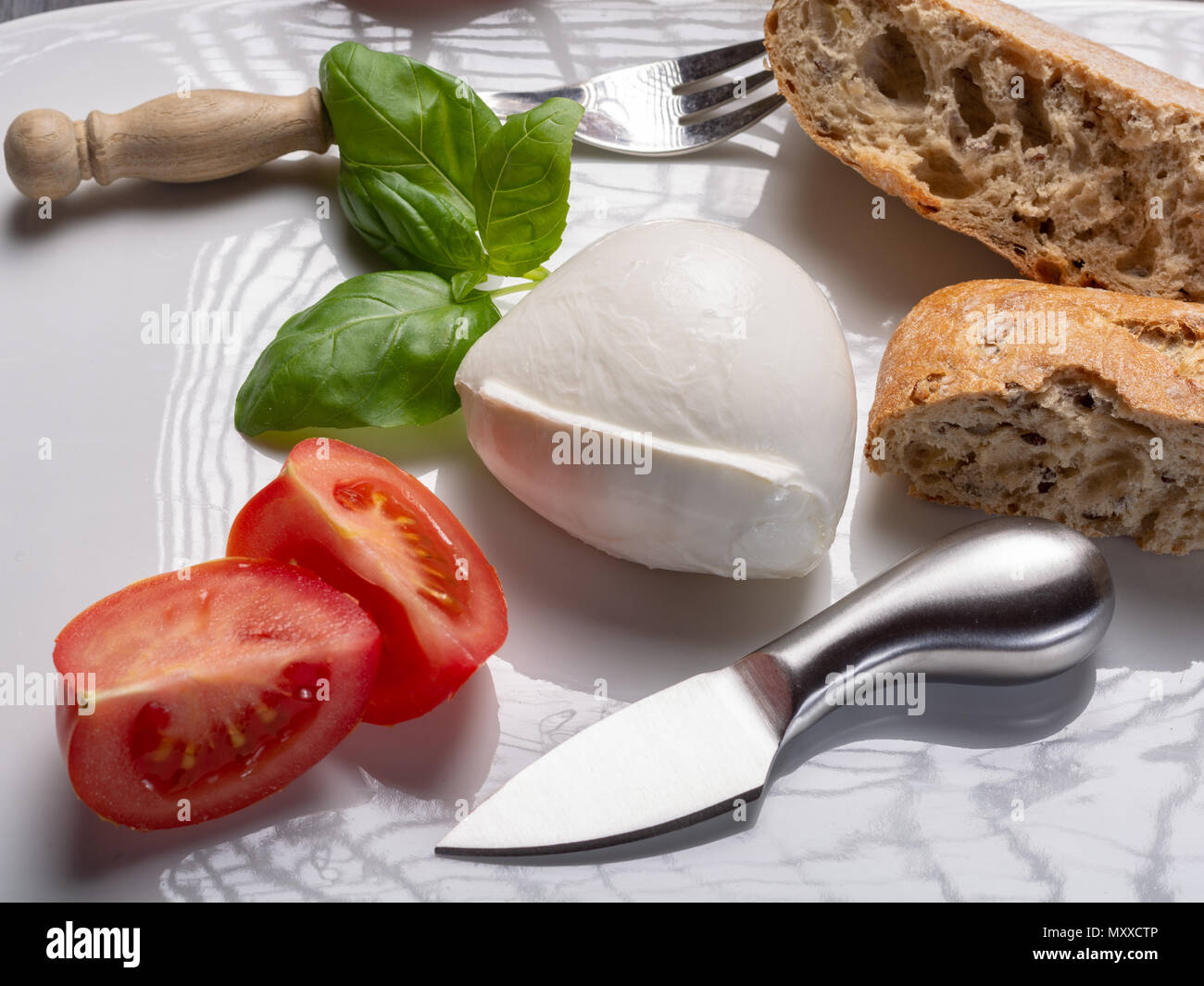 Traditional italian food - white ball mozzarella buffalo Italian soft ...