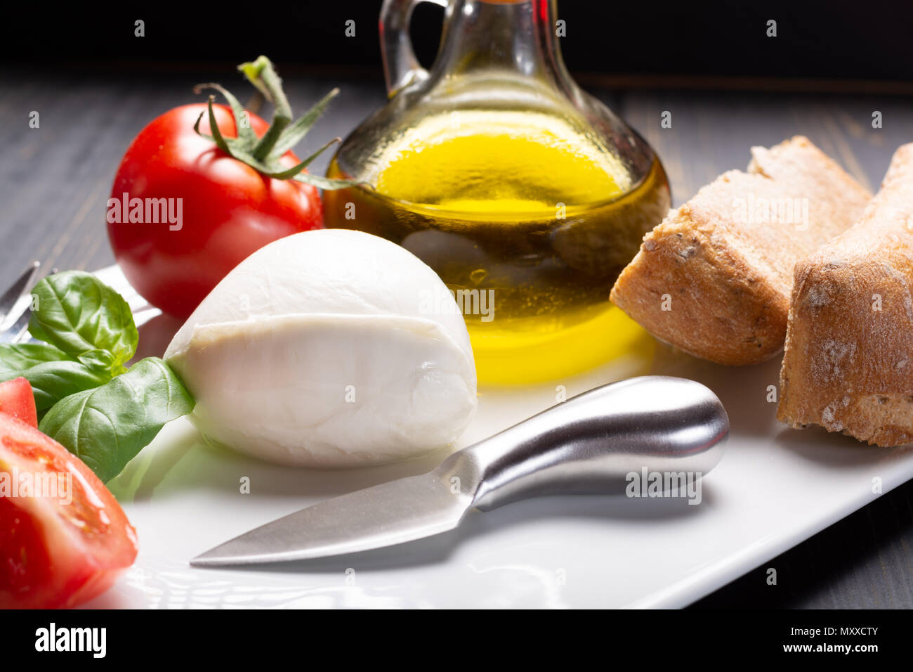 Traditional italian food - white ball mozzarella buffalo Italian soft ...