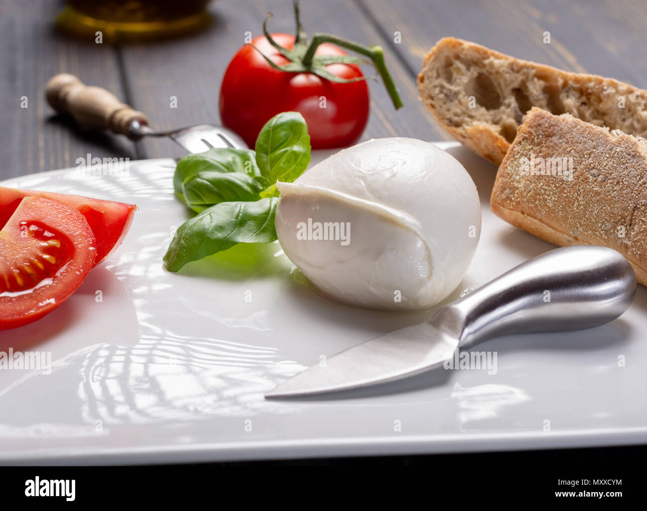 Traditional italian food - white ball mozzarella buffalo Italian soft ...