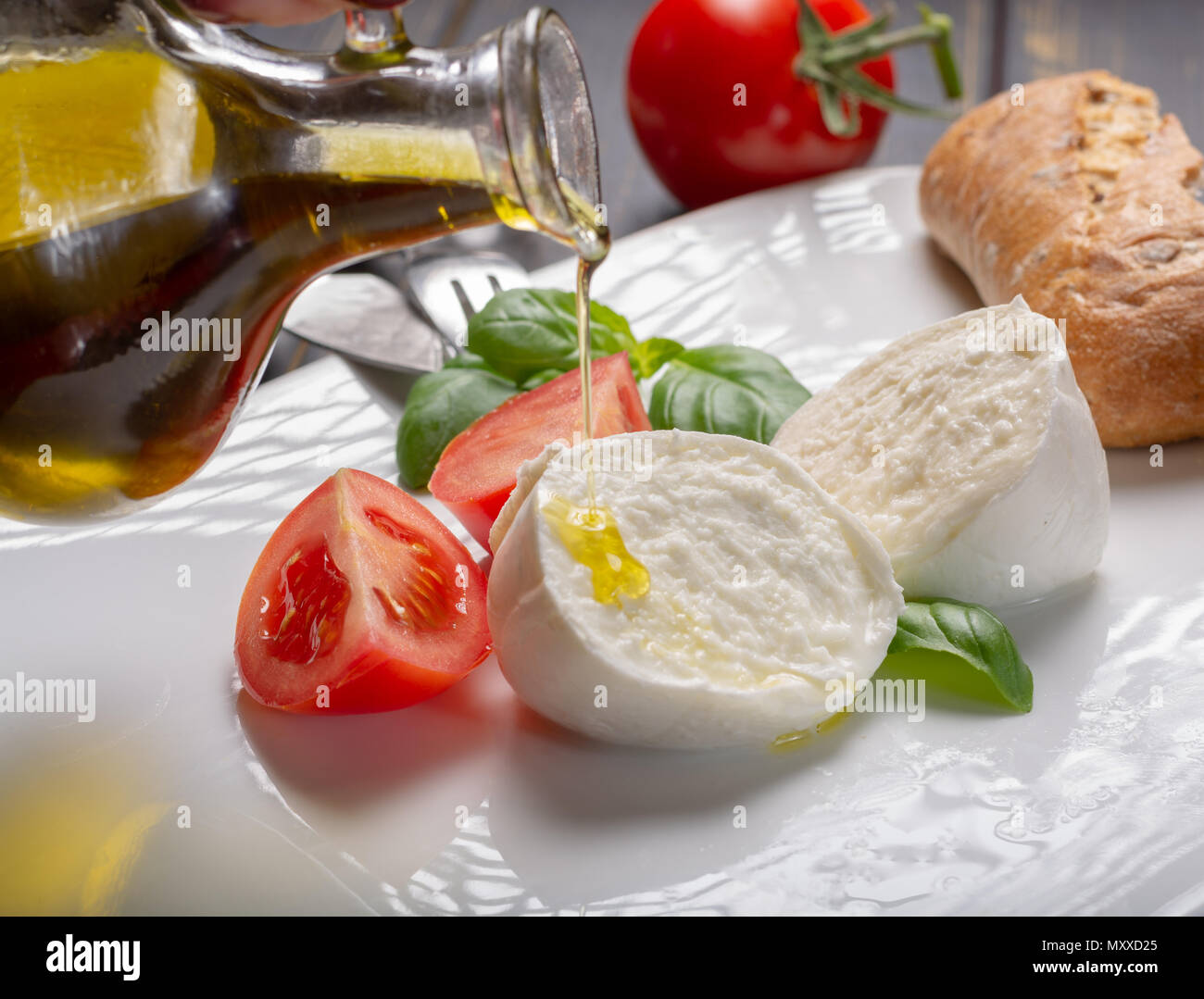 Traditional italian food - white ball mozzarella buffalo Italian soft ...