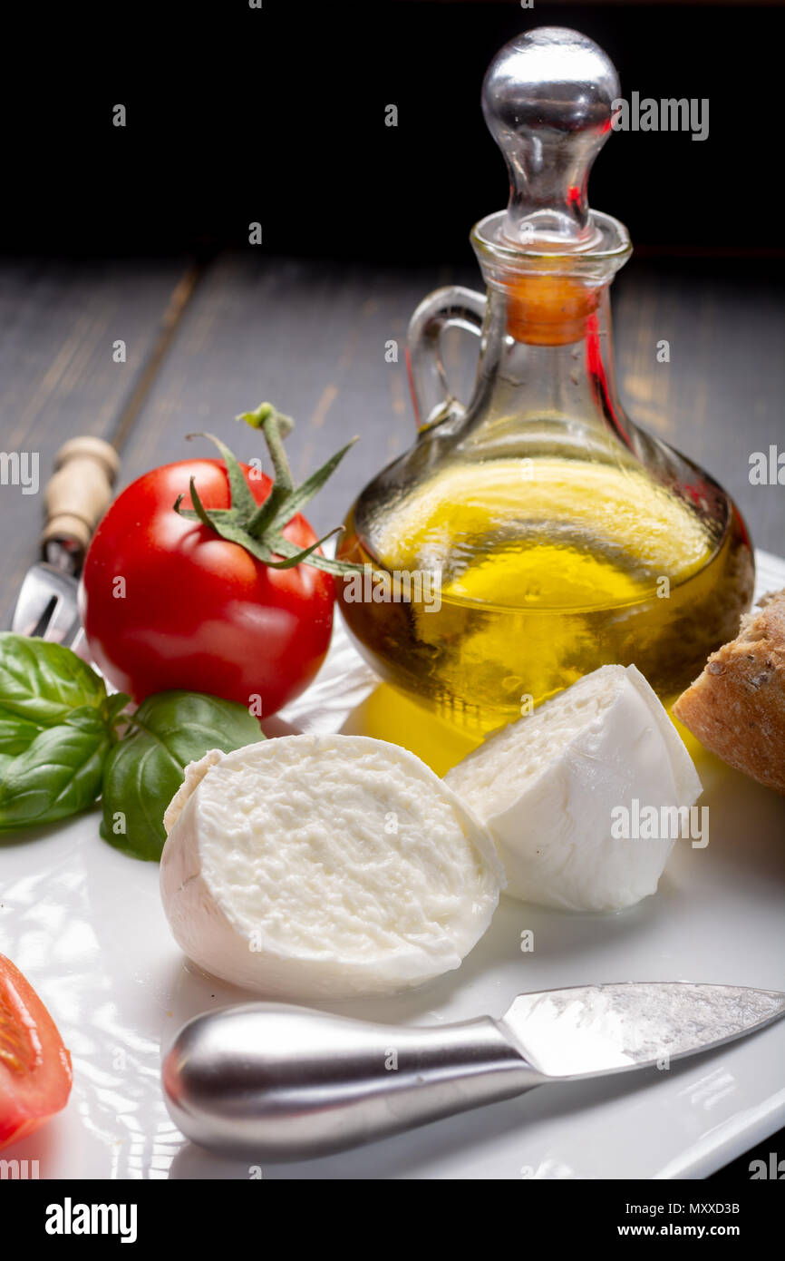 Traditional italian food - white ball mozzarella buffalo Italian soft ...