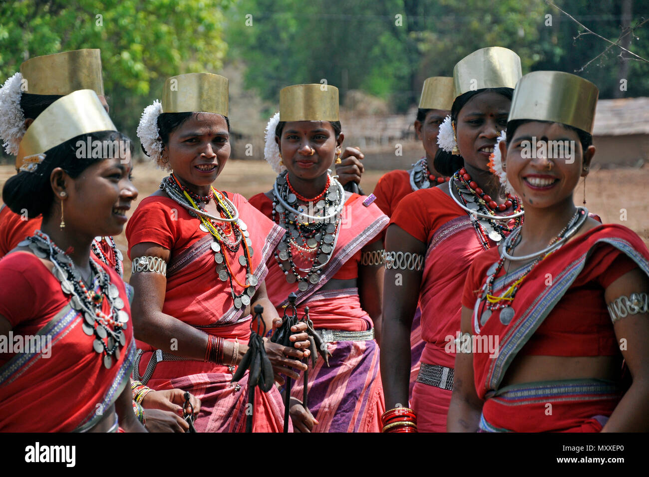 India, Orissa, Chhattisgarh, Muria area, Bison Horn tribe Stock Photo ...
