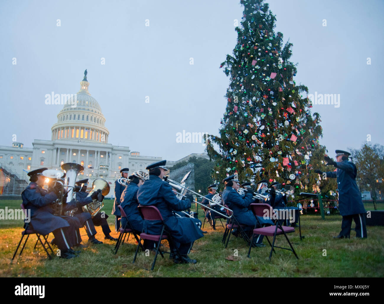 Capt. Dustin Doyle (right), U.S. Air Force Ceremonial Brass Band flight ...