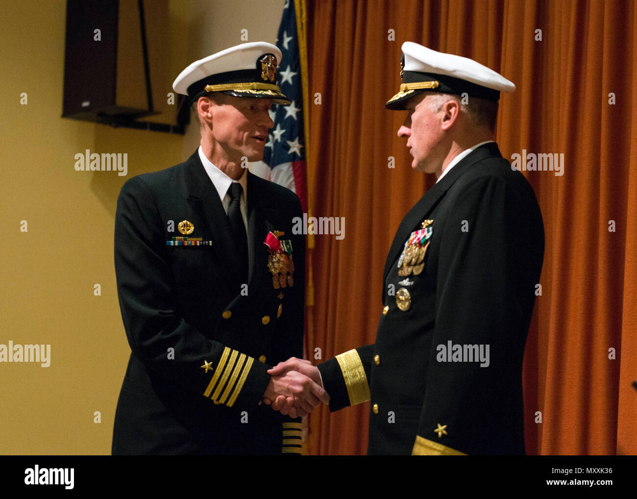 BANGOR, Wash. (Dec. 9, 2016) Capt. Ted Schroeder, left, from Maple ...