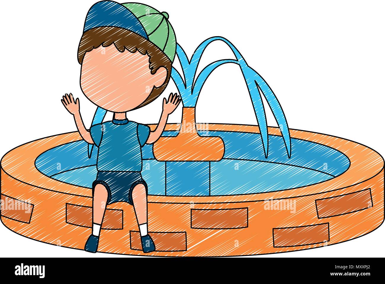 boy sitting in park sink vector illustration design Stock Vector Image ...