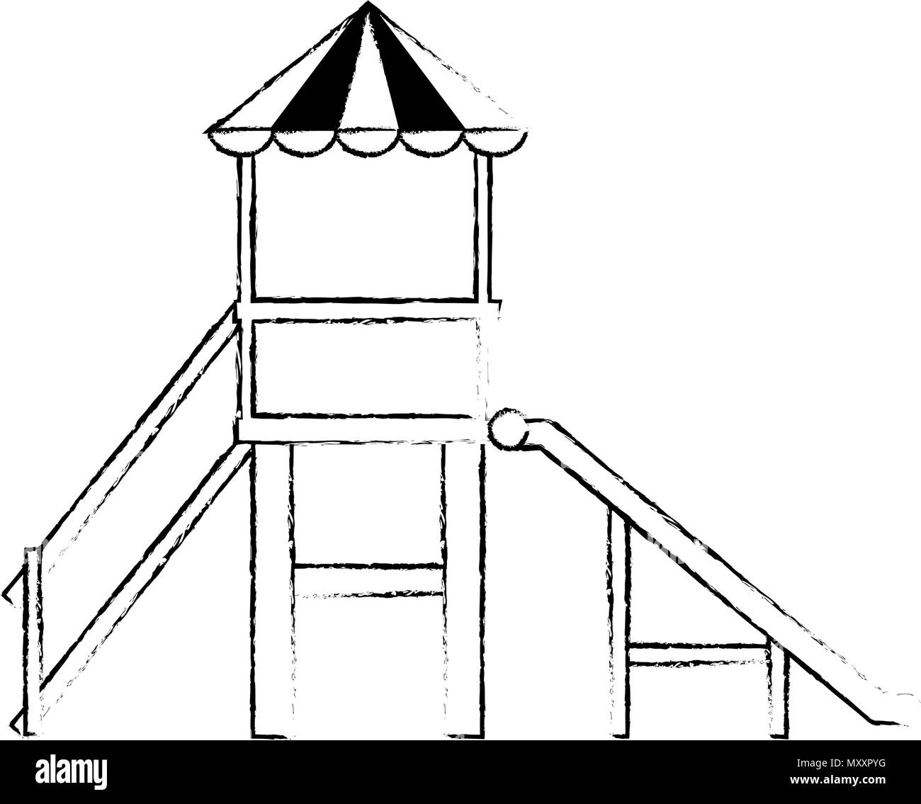 game with tower and slide vector illustration design Stock Vector Image ...