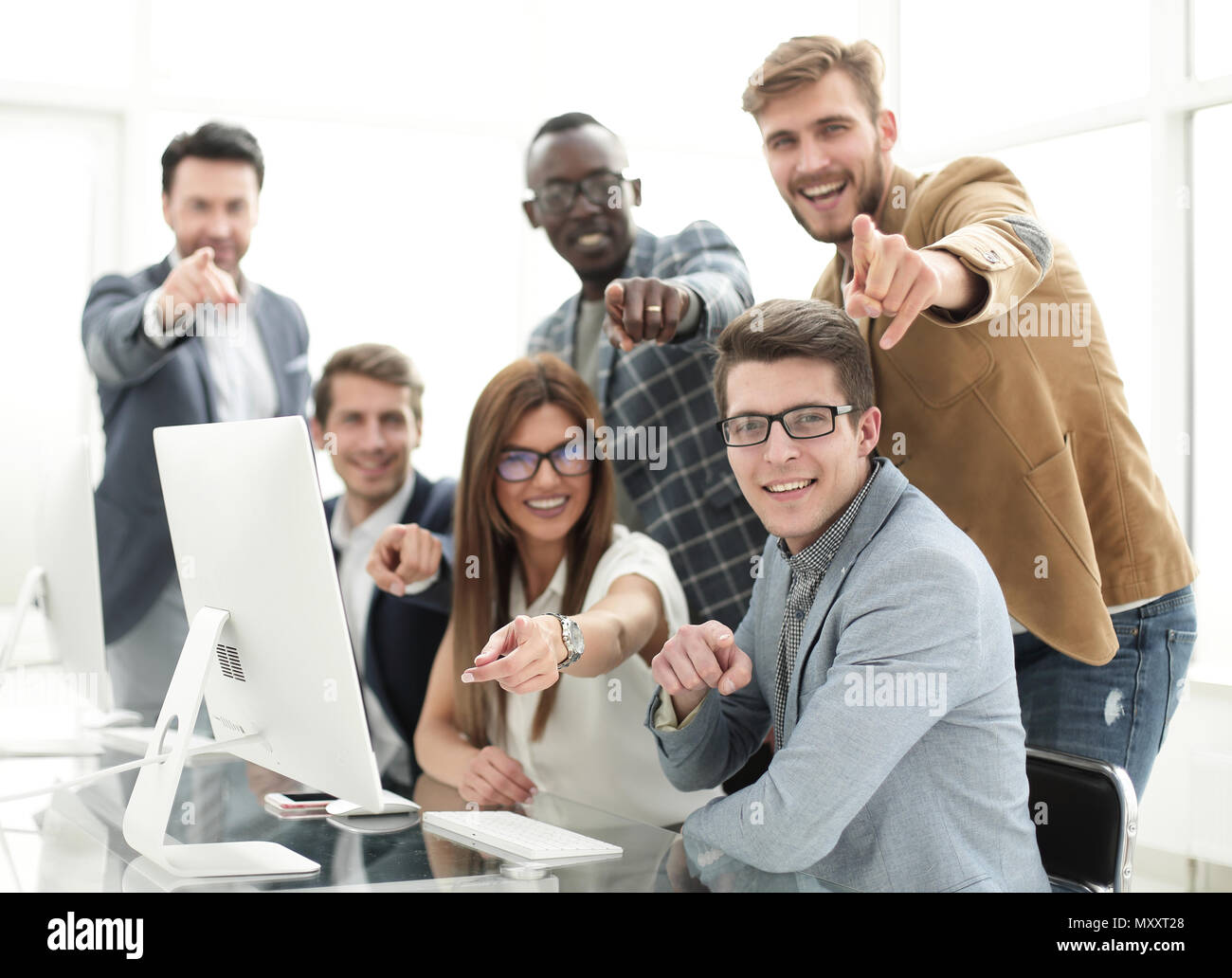 professional business team pointing at you Stock Photo - Alamy