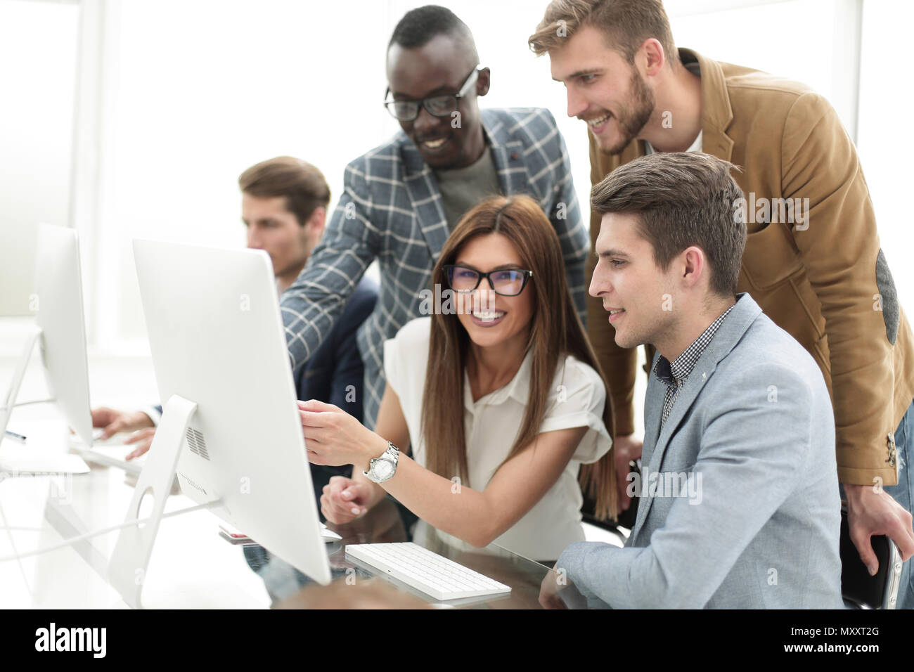 Company employees working in software development and designer office ...