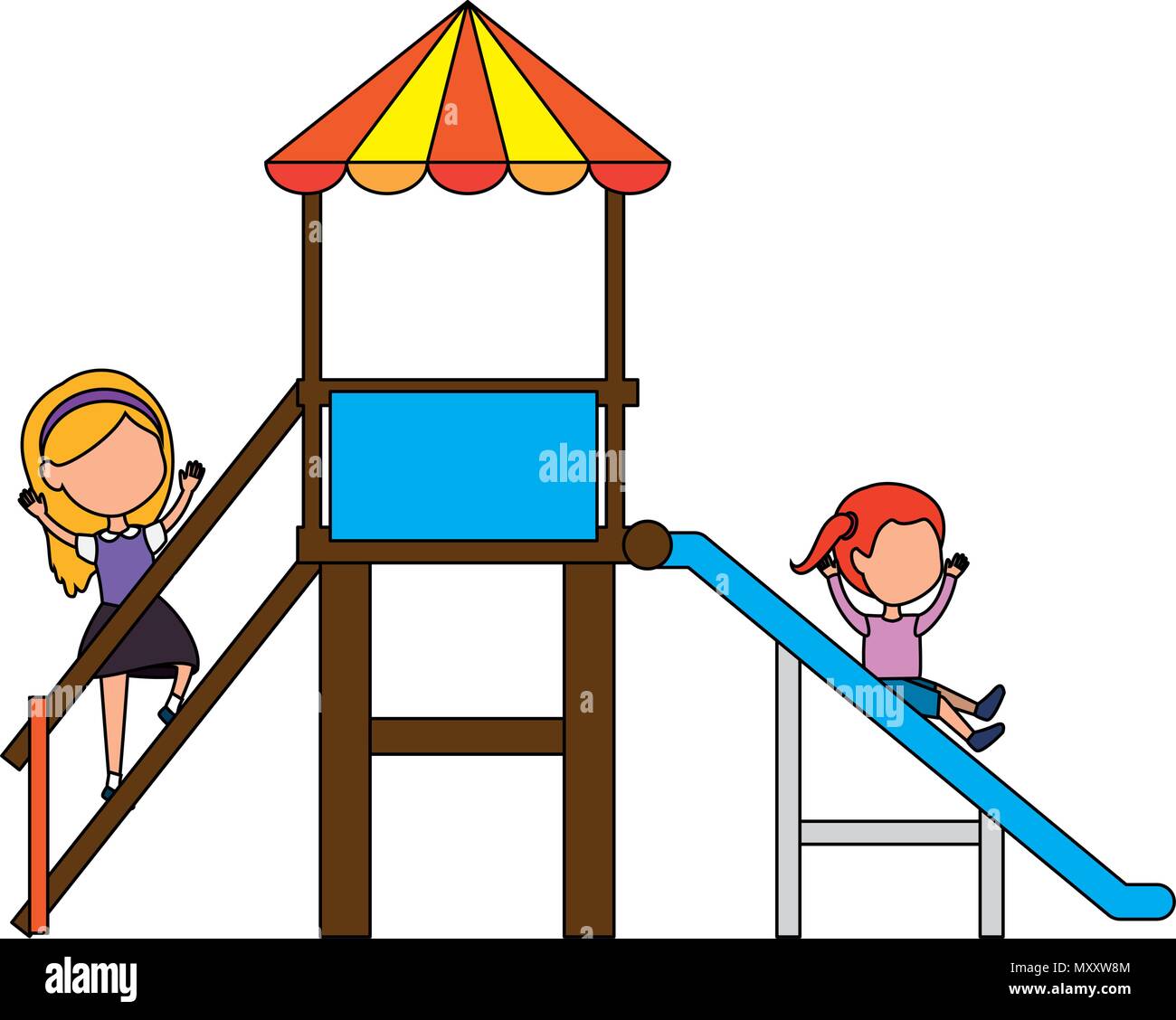 girl playing in tower and slide vector illustration design Stock Vector ...