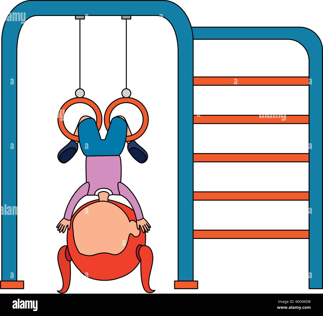 girl playing in park playground rings hanging vector illustration ...