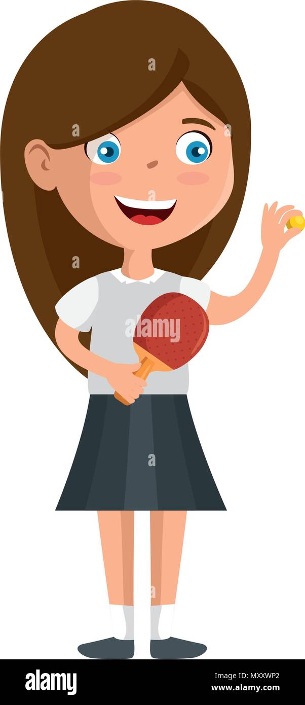 little girl playing ping pong character vector illustration design ...