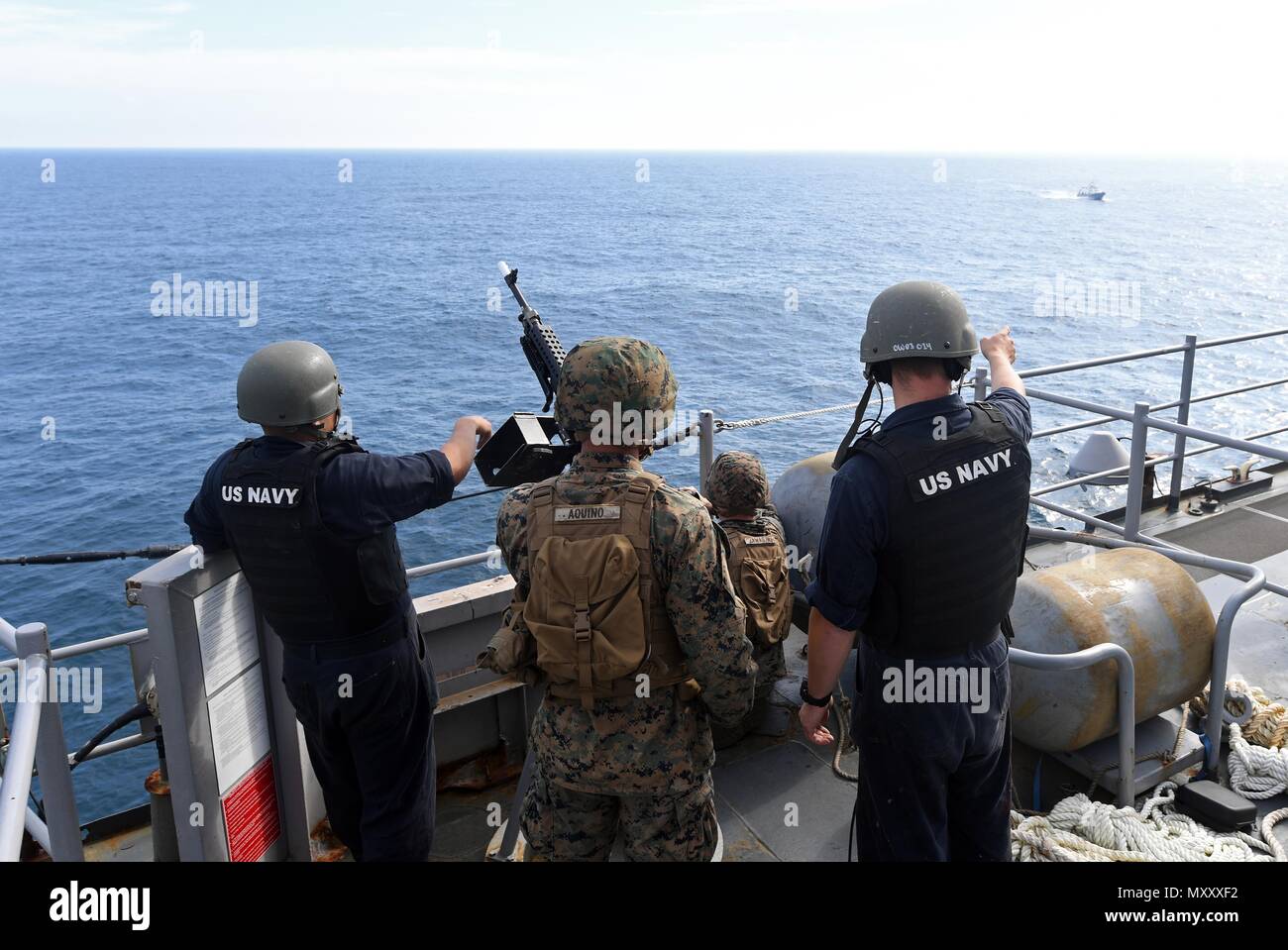 Sailors and Marines aboard USS Carter Hall (LSD 50) detected a fast ...