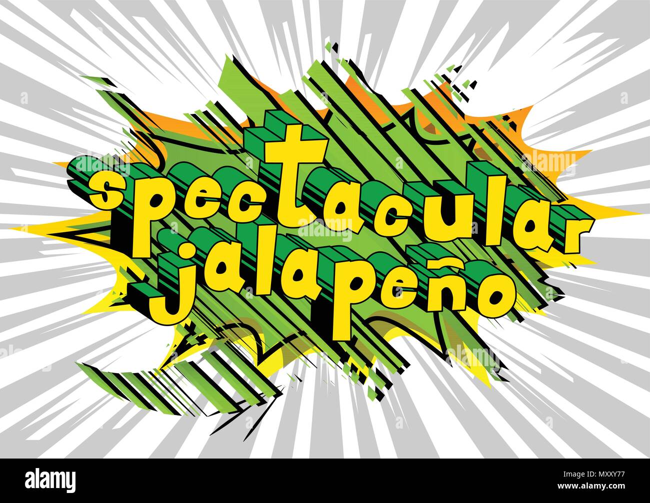 Spectacular Jalapeno - Comic book style word on abstract background ...