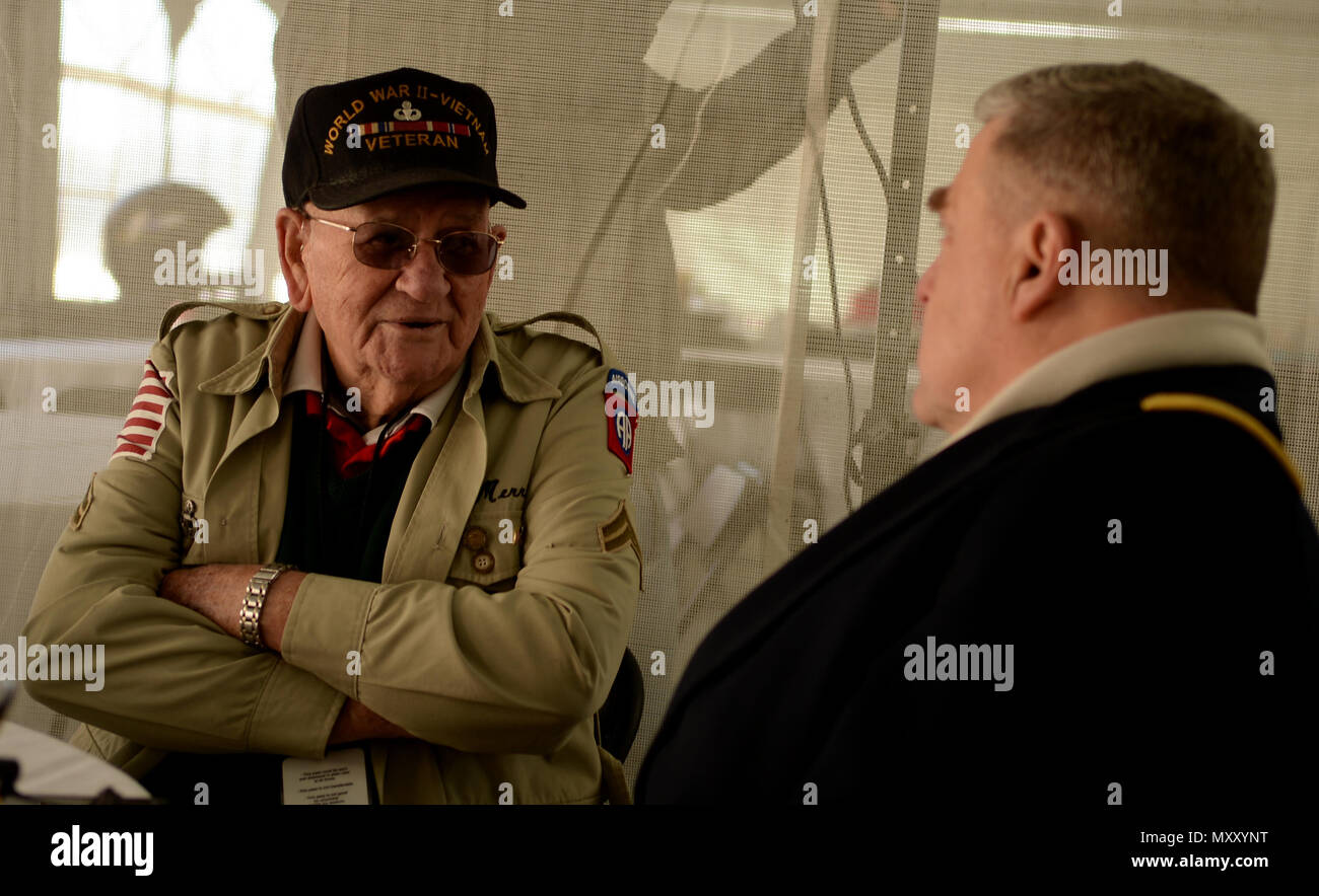 Command Sgt. Maj. Retired Kenneth “Rock” Merritt talks with the Chief ...