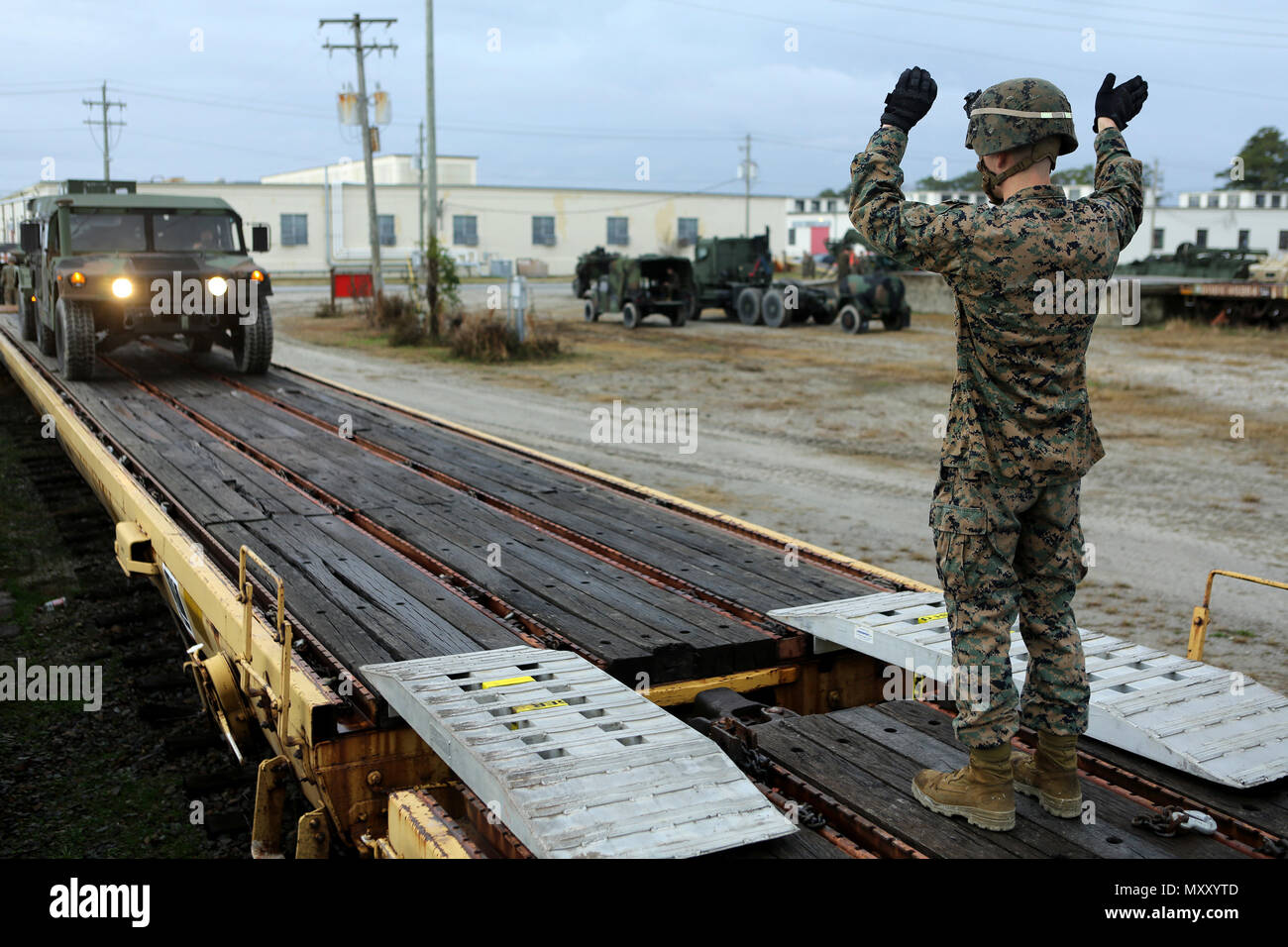 A U.S. Marine with 2D Transportation Battalion, 2nd Marine Logistics ...
