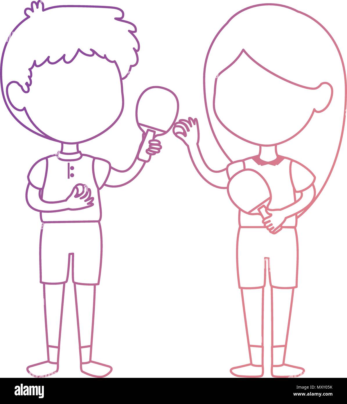 little kids couple playing ping pong characters Stock Vector Image ...
