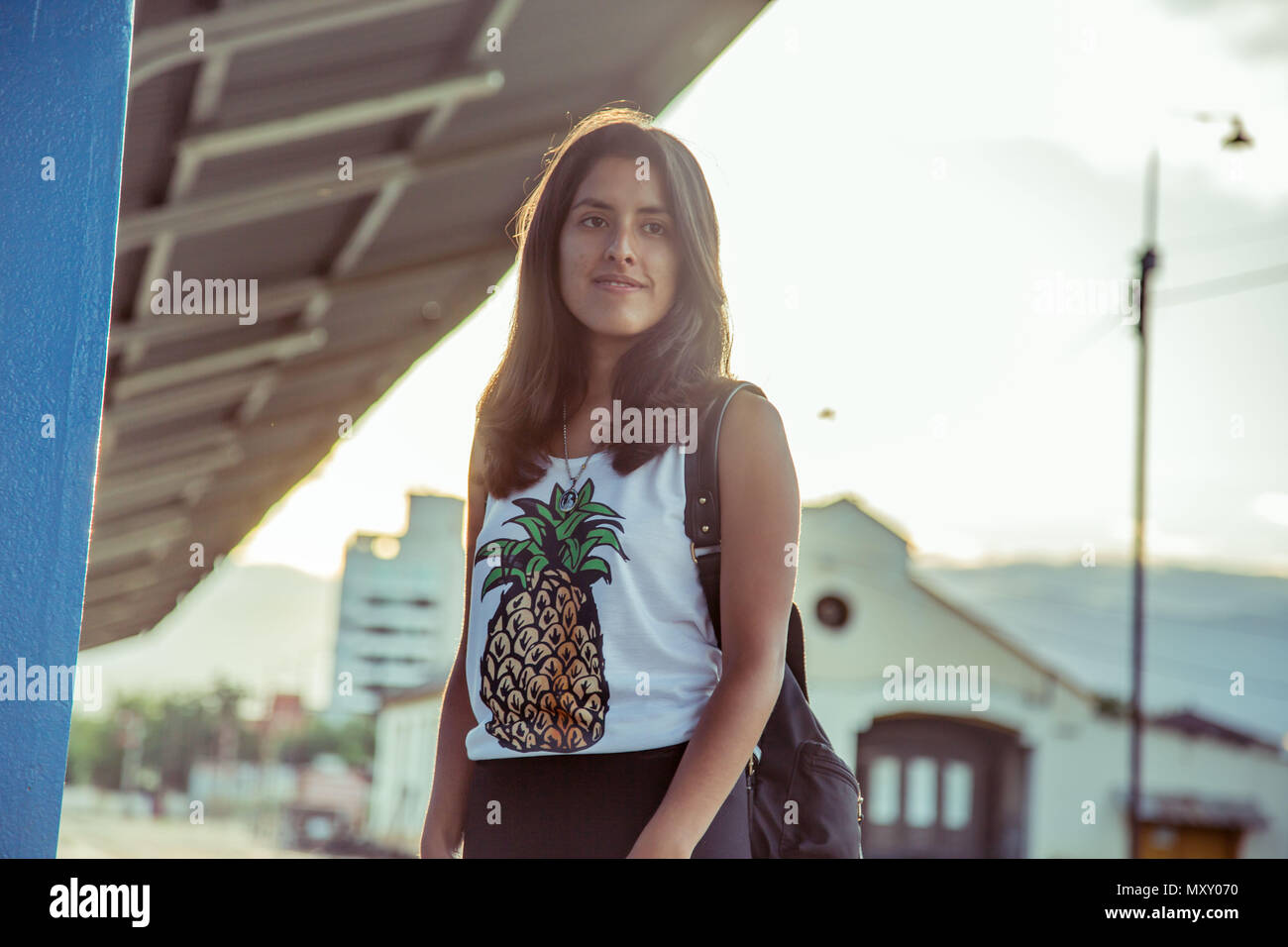 Young Girl Waiting Train Stock Photo - Alamy