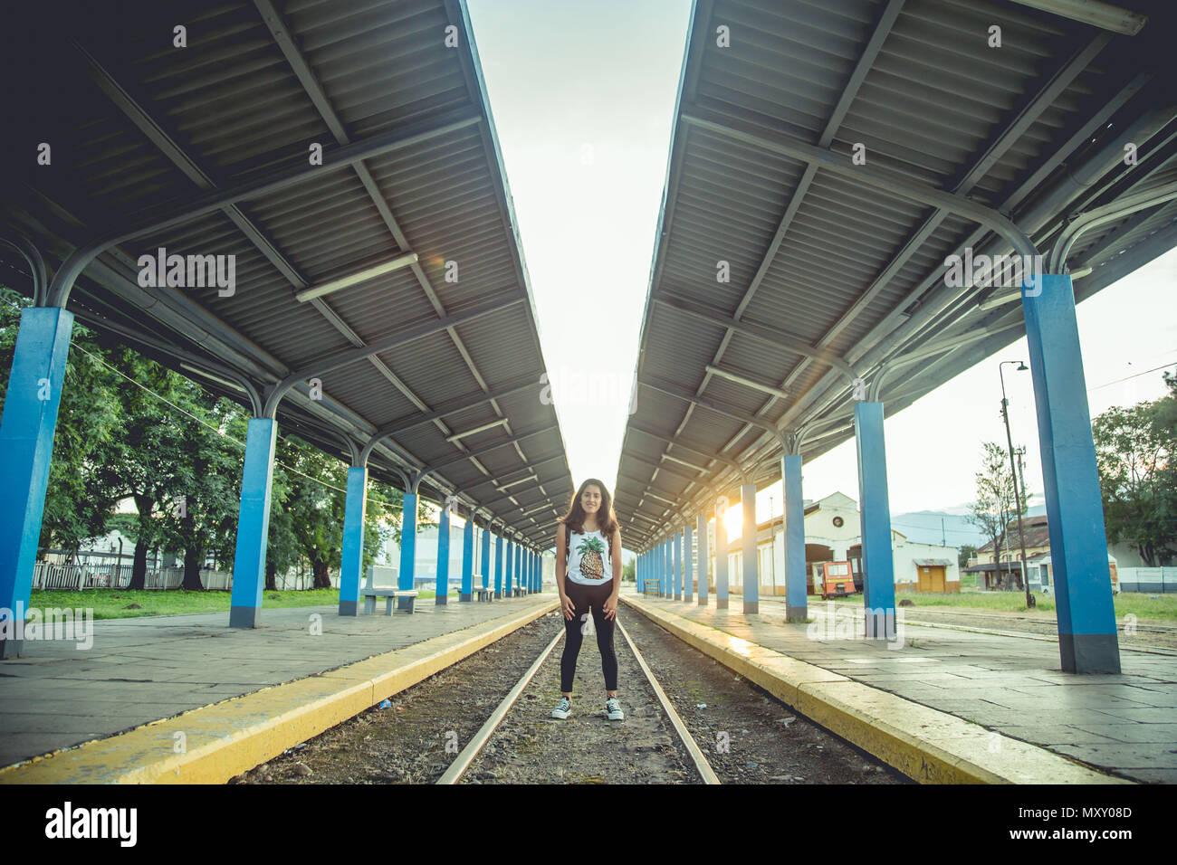 Young Girl Waiting Train Stock Photo - Alamy