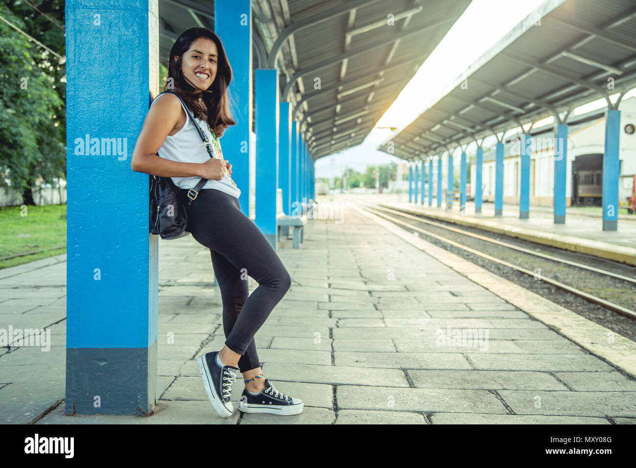 Young Girl Waiting Train Stock Photo - Alamy
