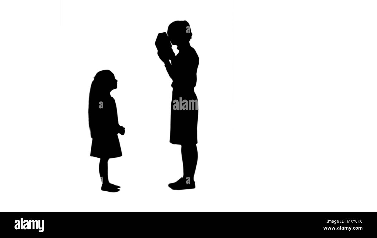 Silhouette Young Mother Daughter Black and White Stock Photos & Images ...