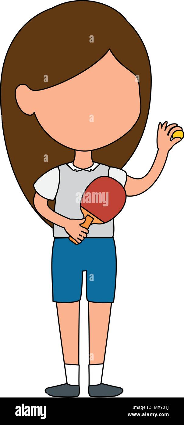 little girl playing ping pong character Stock Vector Image & Art - Alamy
