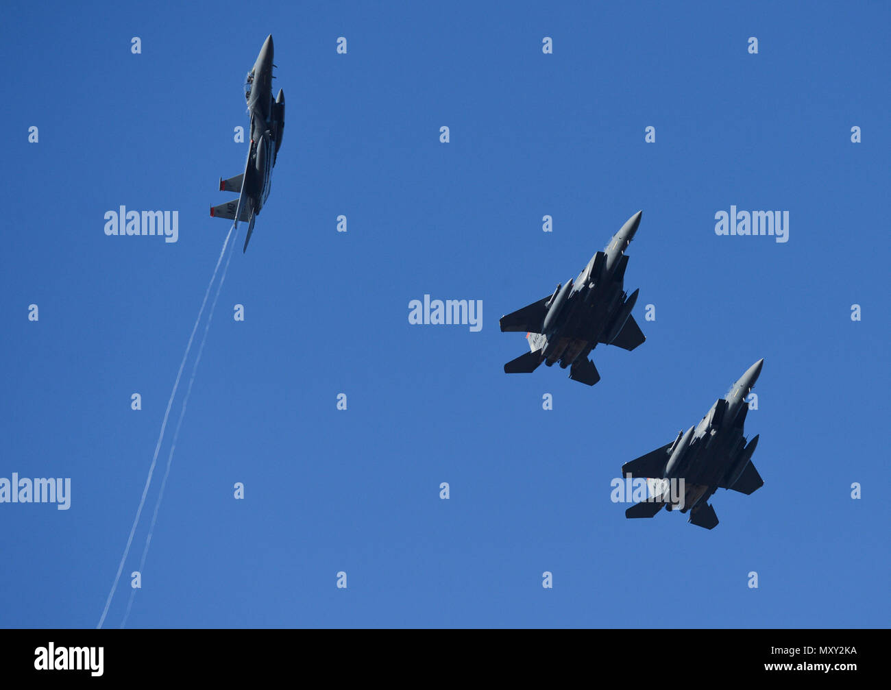 Three U.S. Air Force F-15E Strike Eagles from the 336th Fighter Wing ...
