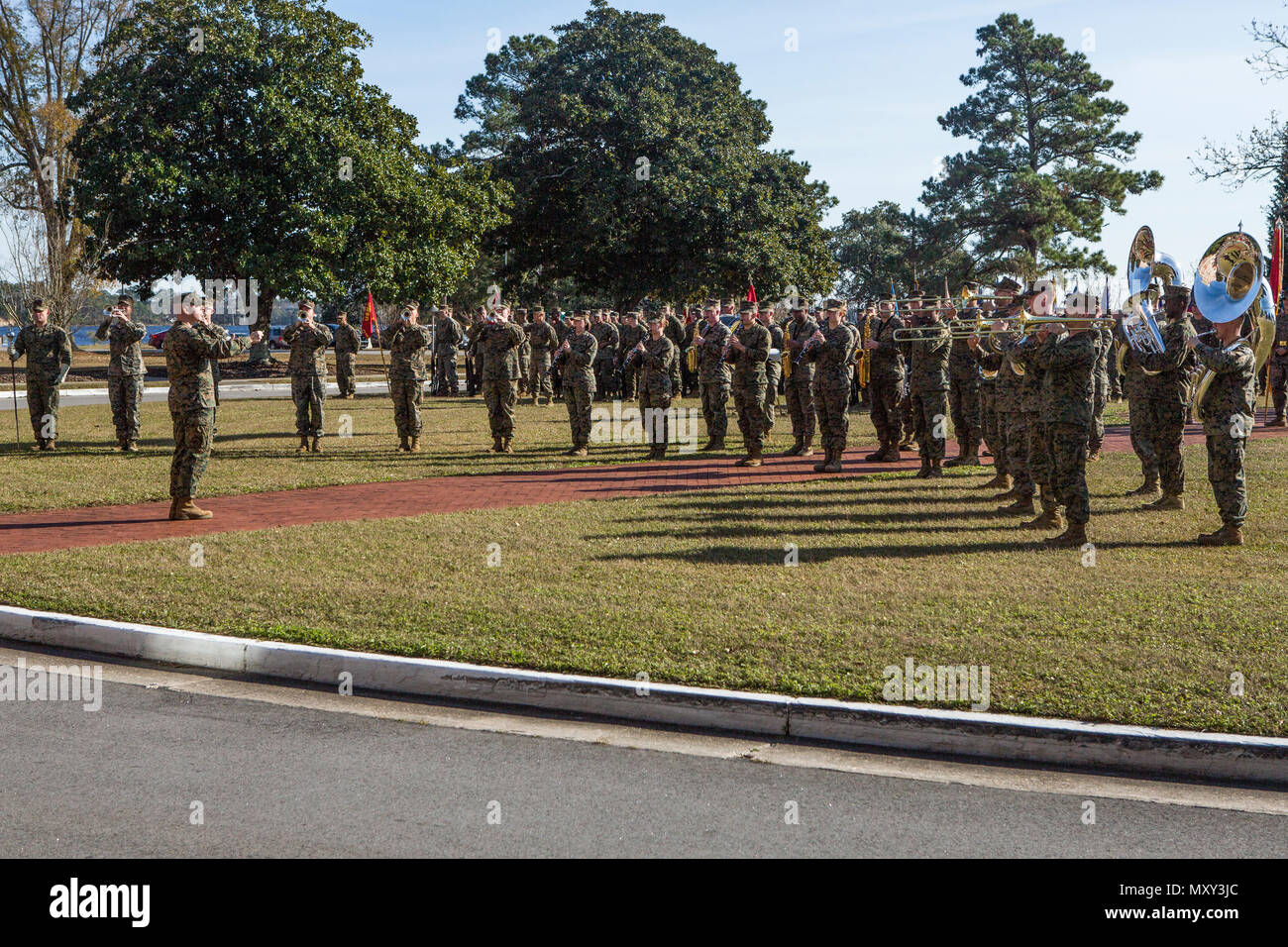 The 2nd Marine Division Band plays during the II Marine Expeditionary ...
