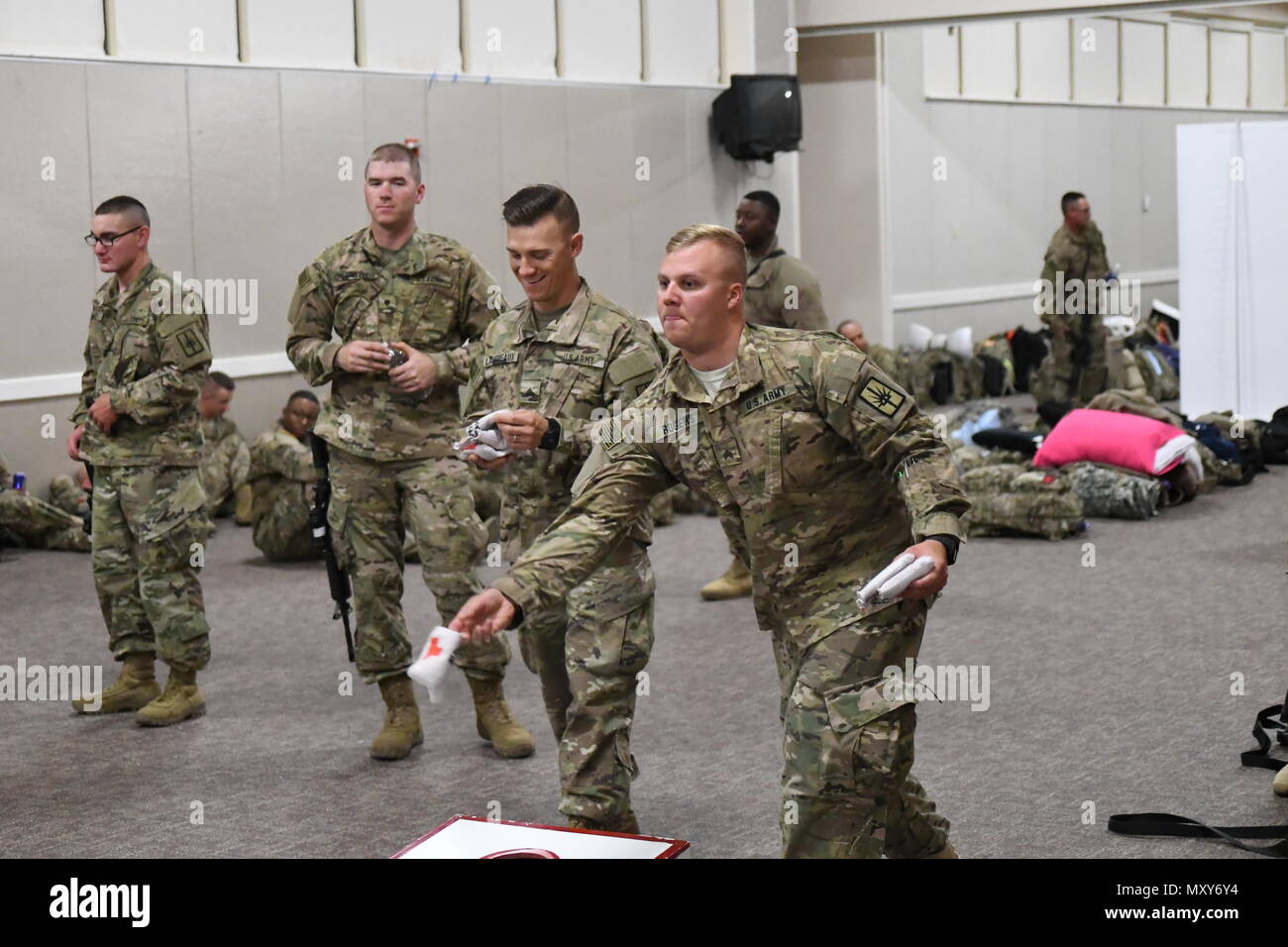 Soldiers assigned to the 1156th Engineer Company play a game of ...