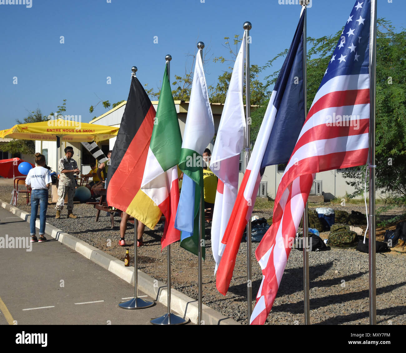 Flags from six different countries representing the Combined Joint Task ...