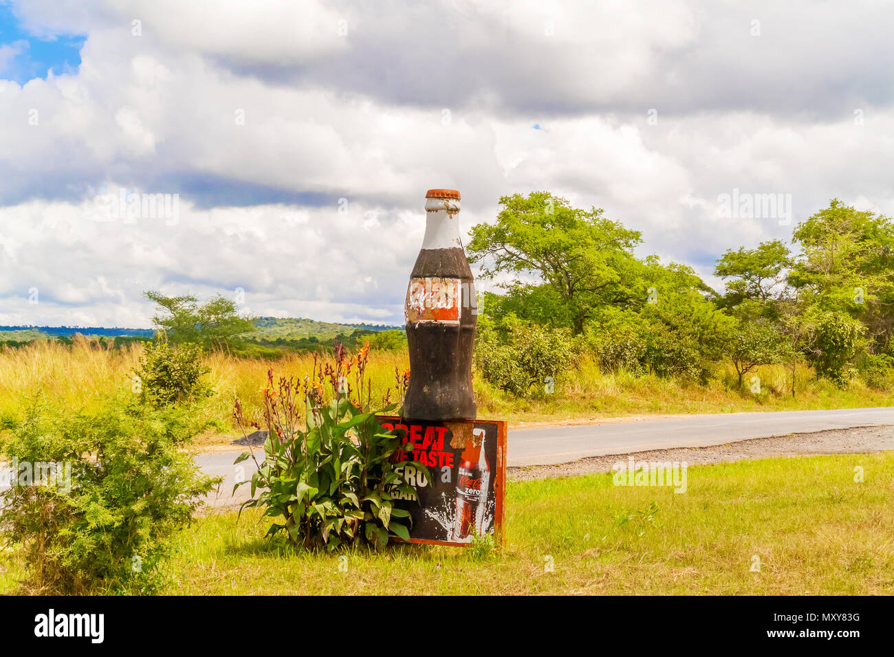 Lusaka, Zambia - April 5, 2015: Commercial advertisement for Coca Cola ...