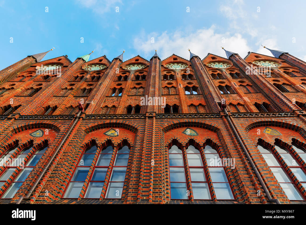 facade of the historical city hall of Stralsund, Germany Stock Photo ...