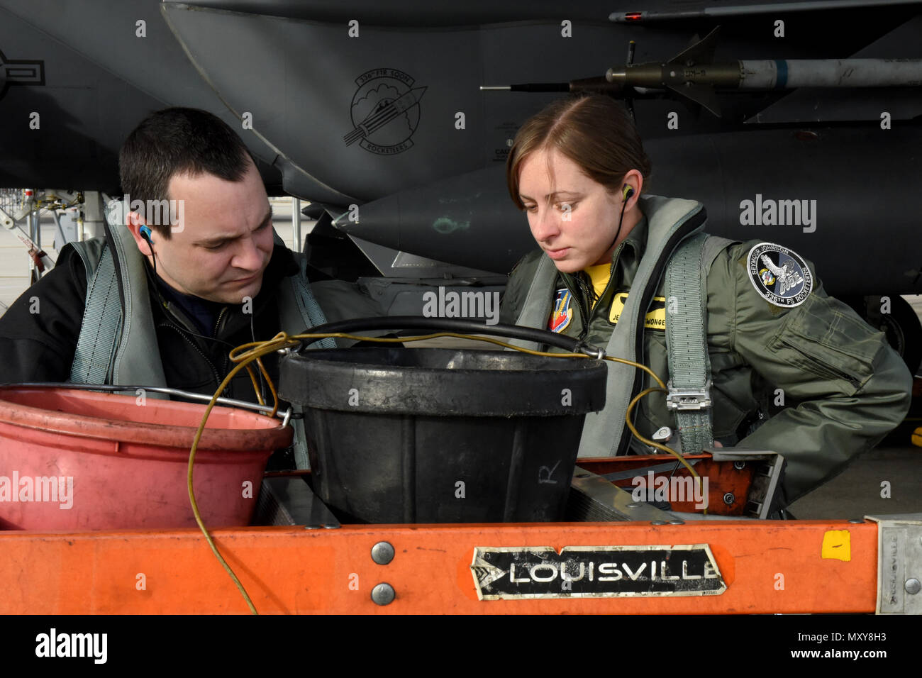 Capt. Brian Pascuzzi (left), 336th Fighter Squadron pilot, and 1st Lt ...