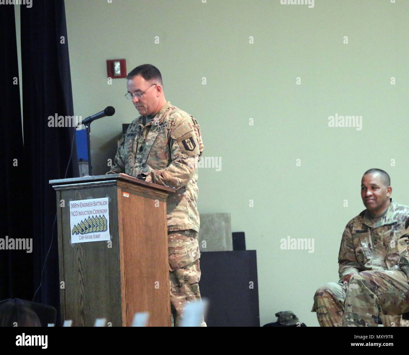 Command Sgt. Maj. Stephen M. Bodwell of the 368th Eng. Bn. addressed ...