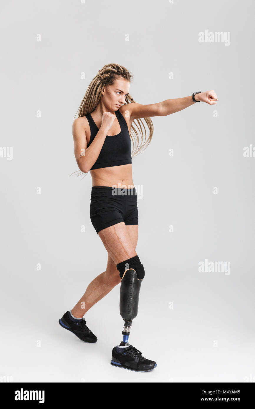 Image of a strong healthy young disabled boxer fighter sportswoman ...
