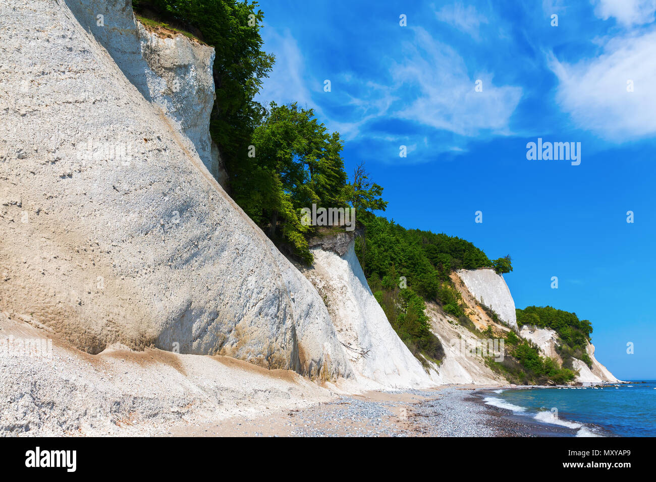 chalk cliffs at the Jasmund National Park at Ruegen, Germany Stock ...