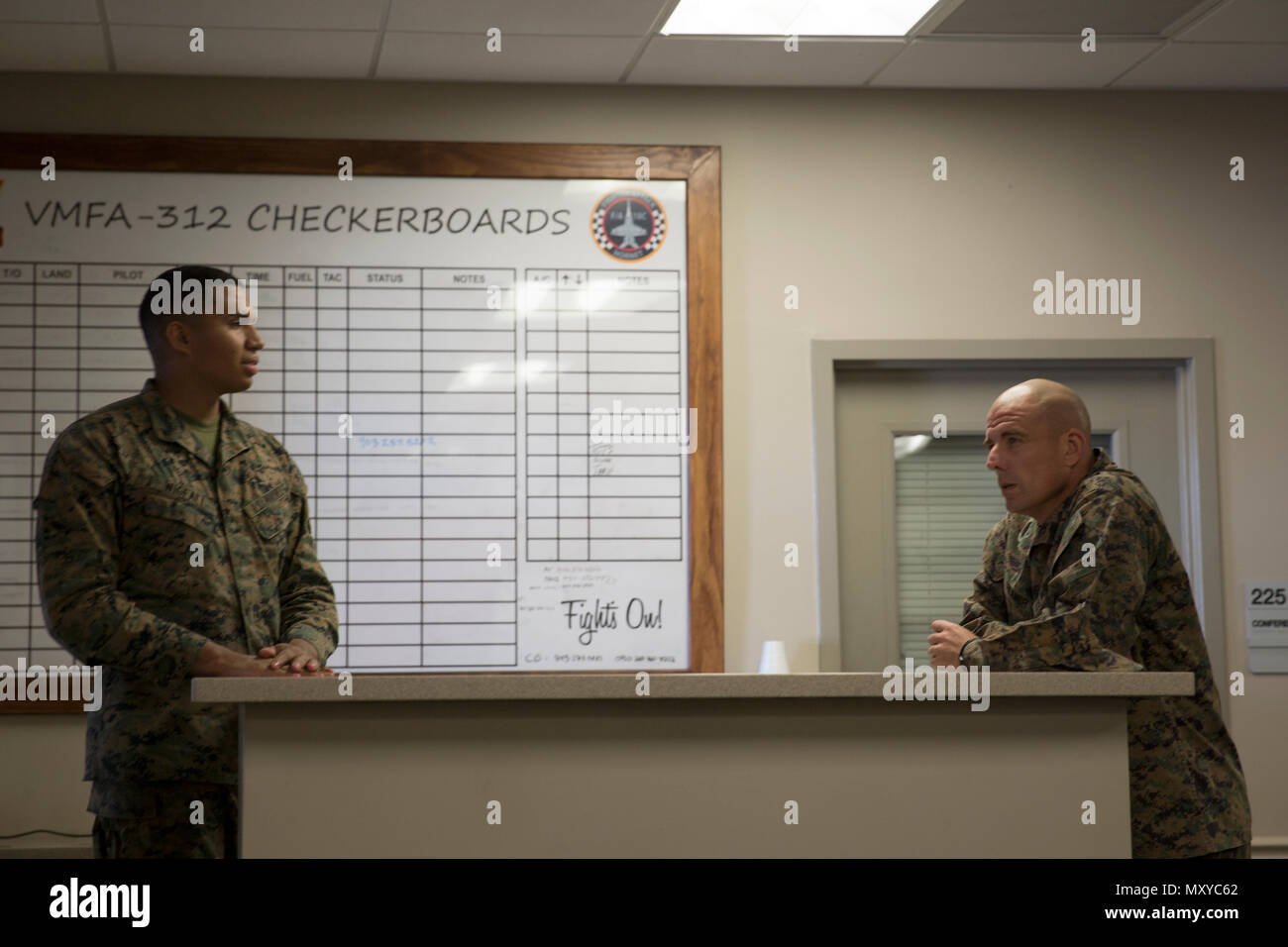U.S. Marine Corps Sgt. Maj. Howard L. Kreamer (right), 2nd Marine ...
