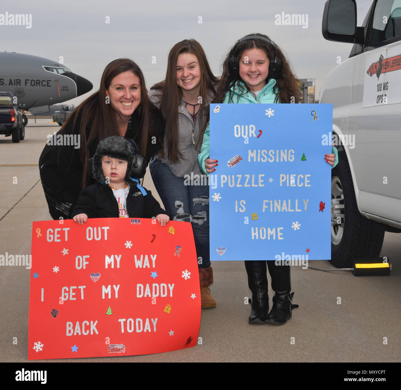 The Balas family has their signs ready at Joint Base McGuire-Dix ...