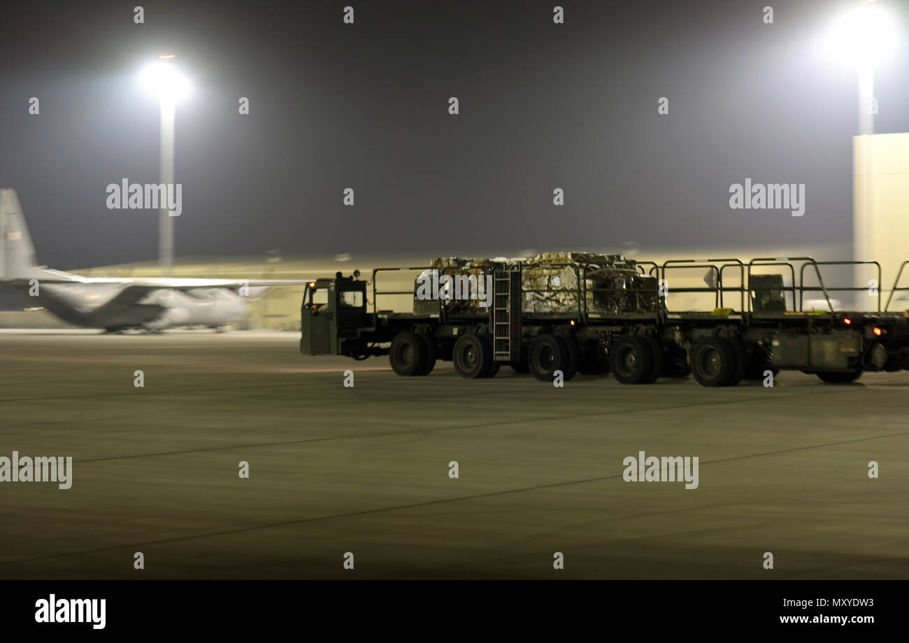 A U.S. Air Force Airman with the 8th Expeditionary Air Mobility ...