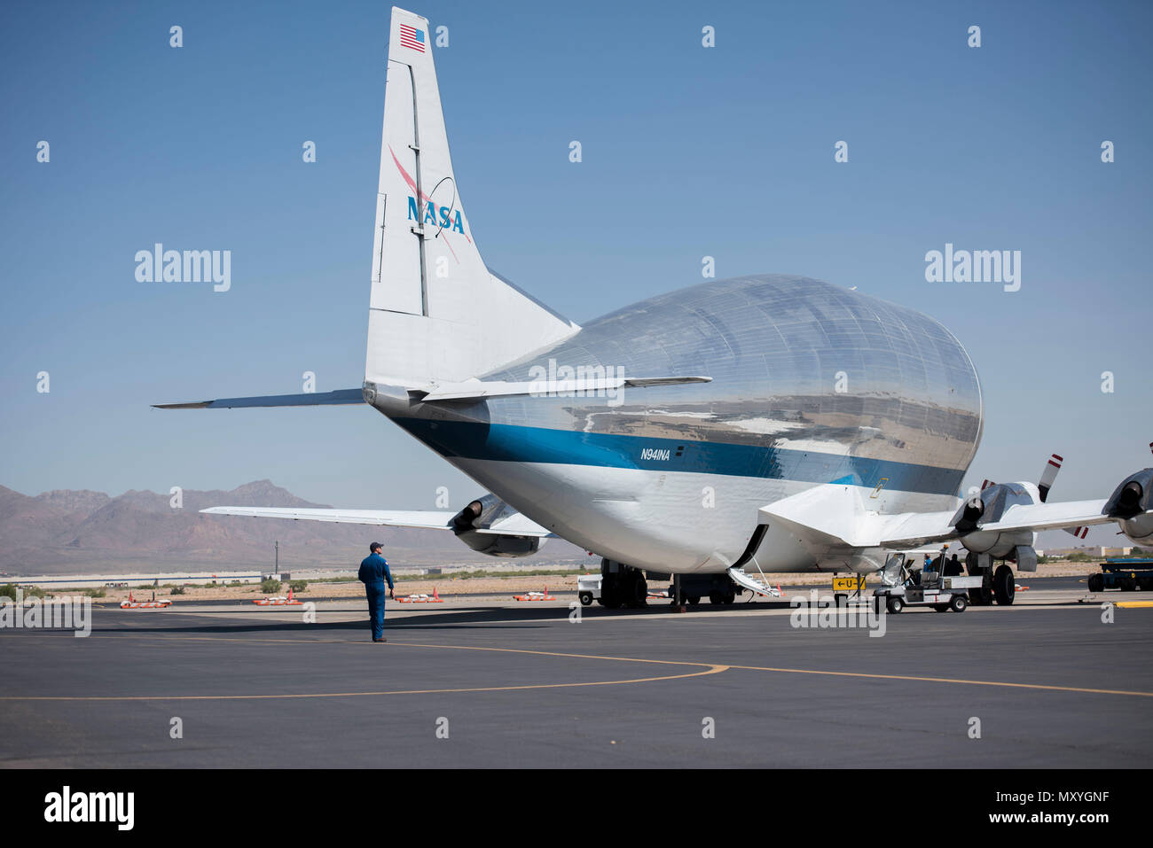 NASA's Super Guppy sits on the El Paso International Airport flightline ...