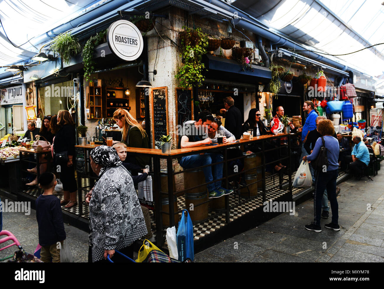 Coffee Roasters cafe in the vibrant Machane Yehuda market Stock Photo ...