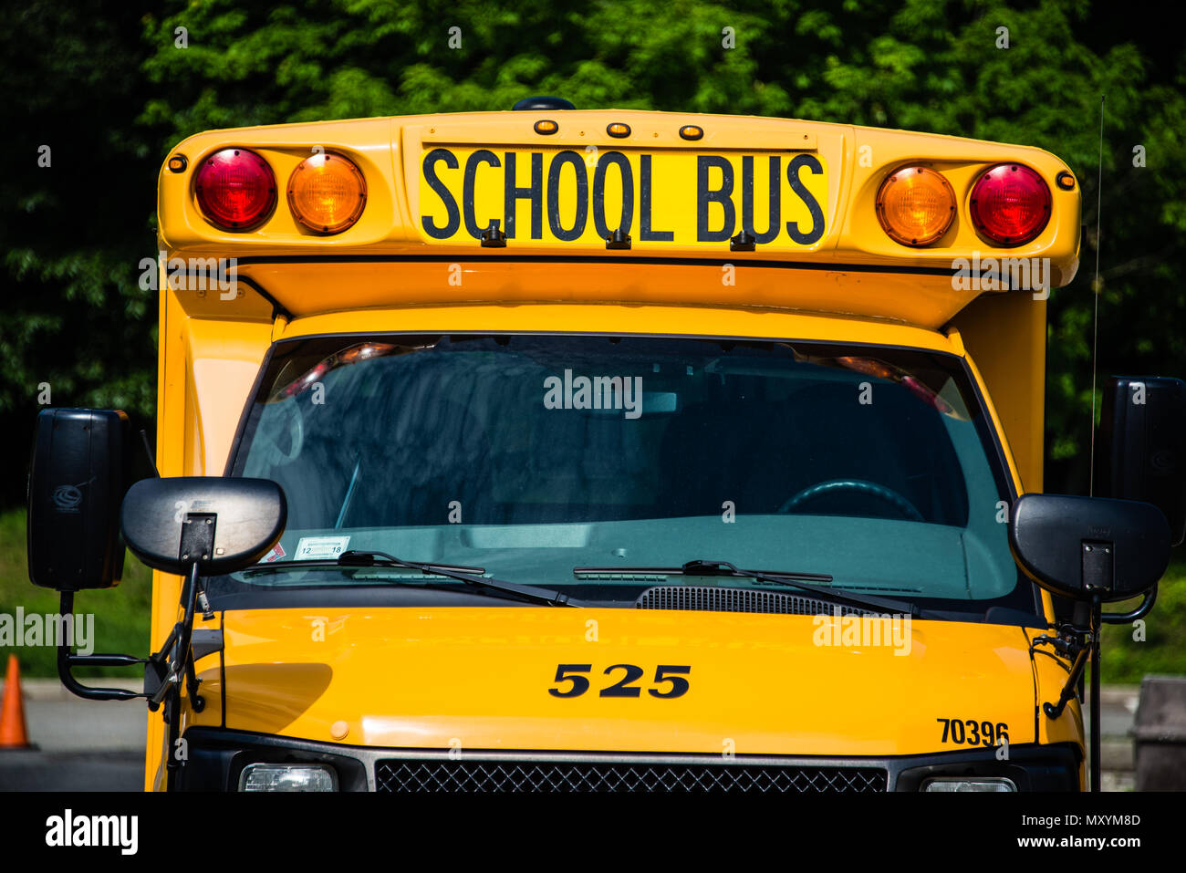 School buses parked on weekend Stock Photo - Alamy
