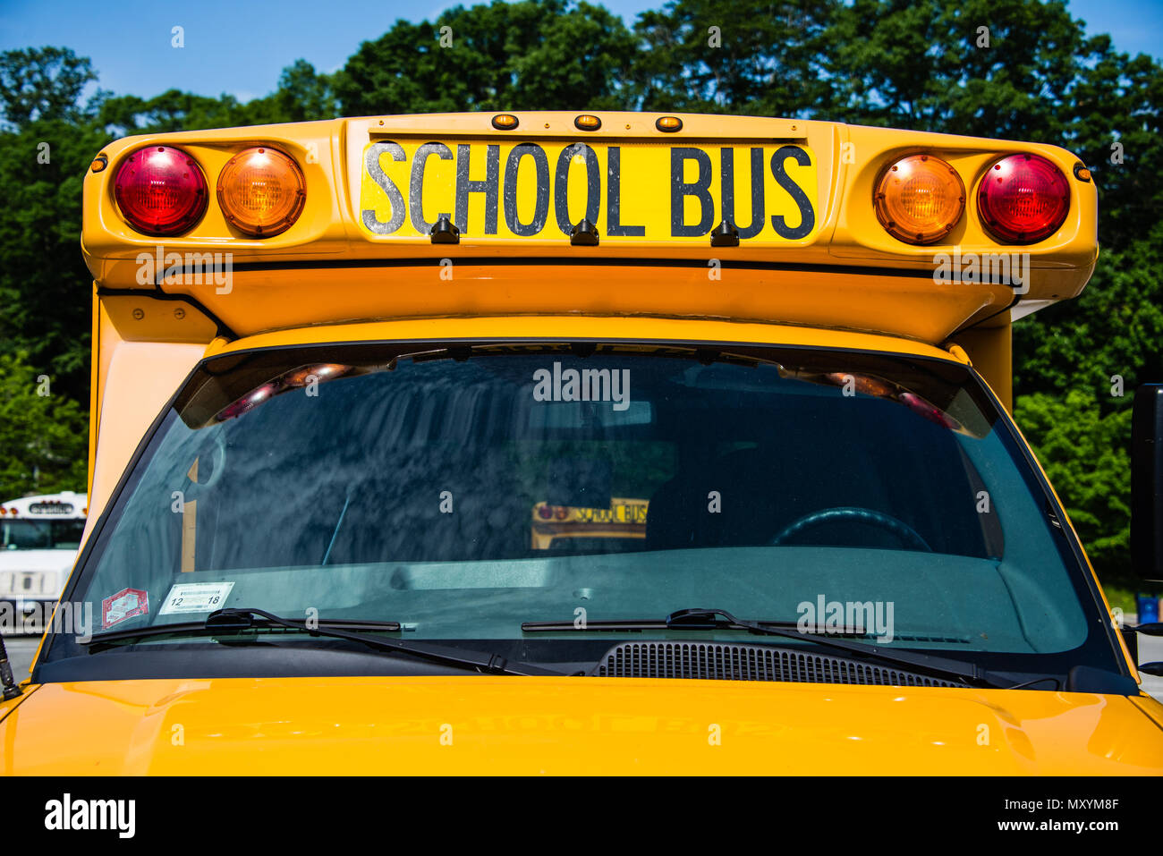 School buses parked on weekend Stock Photo - Alamy