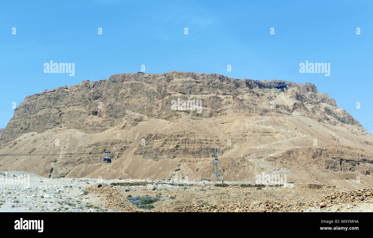 Views of Masada with the cable car heading to the top Stock Photo - Alamy