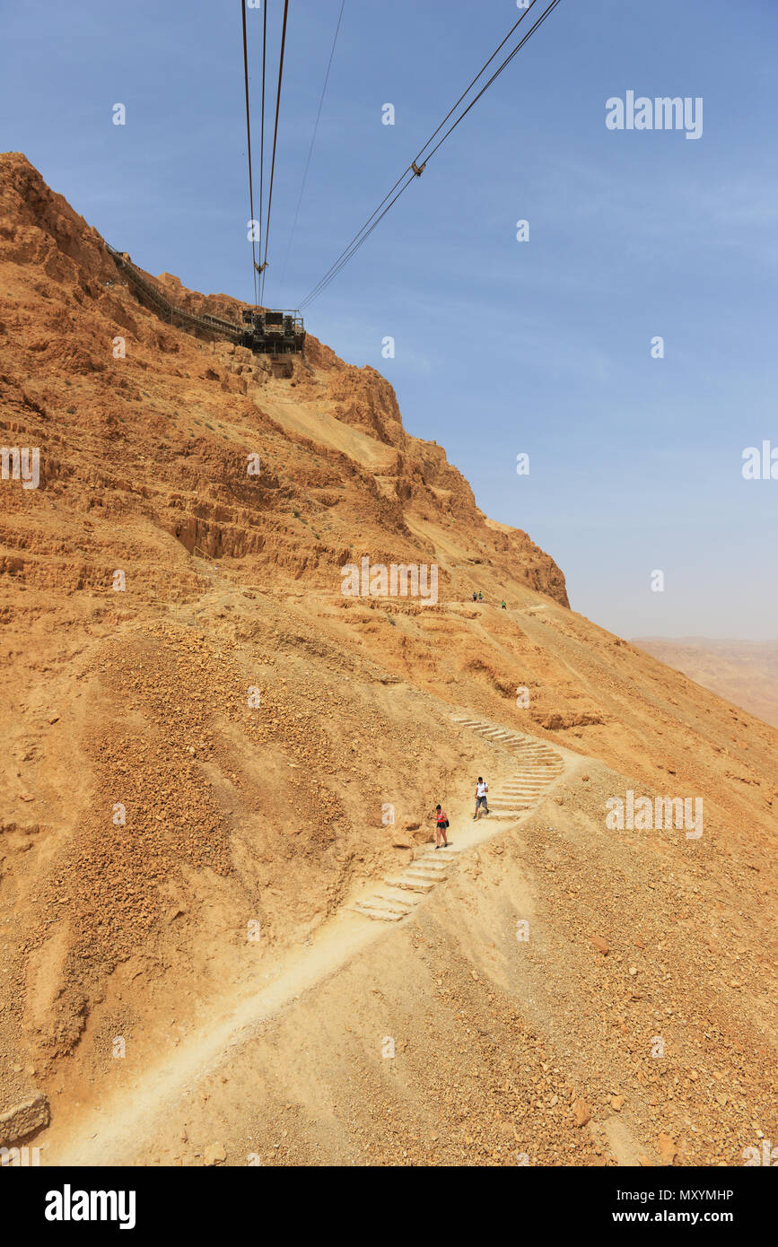 Hikers hiking on the Snake trail in Masada, Israel Stock Photo - Alamy